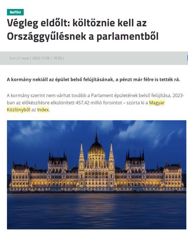 Országház belső felújítása - Index Fórum